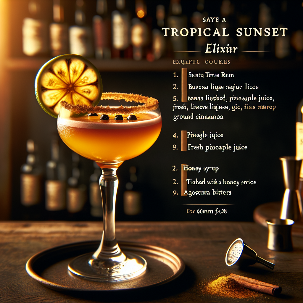 Tropical Sunset Elixir, Vibrant tropical cocktail with sweet and tangy ...