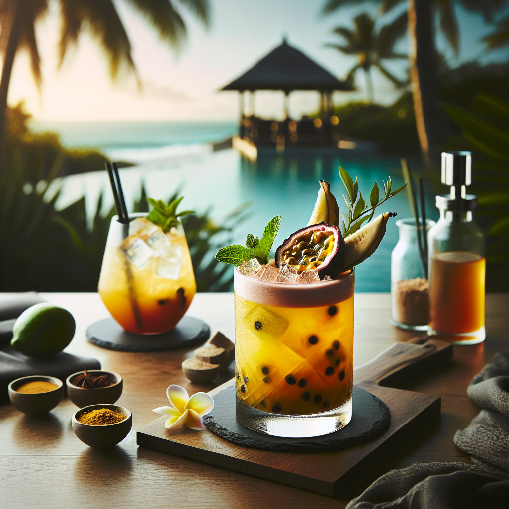 Tropical Sunset Elixir, Vibrant, refreshing cocktail with banana rum ...