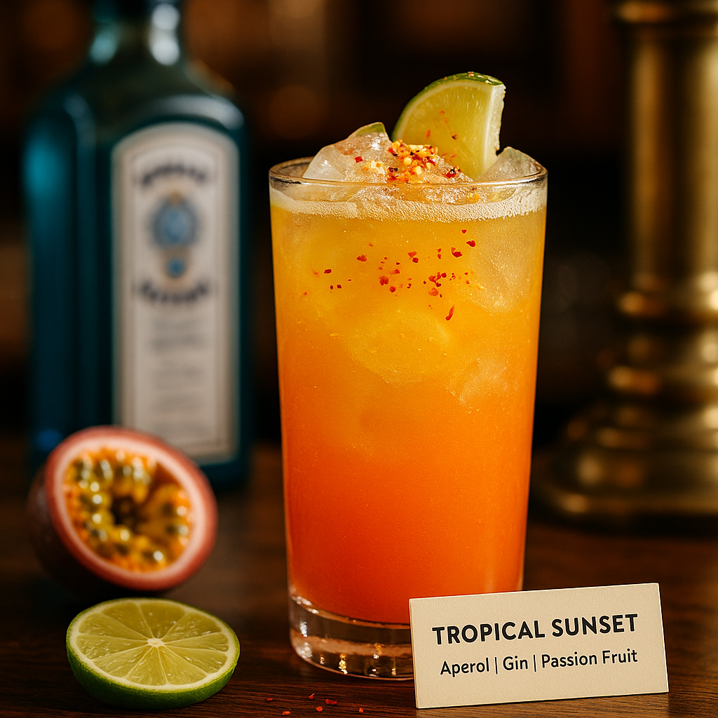 Tropical Sunset Spritz, Refreshing tropical sunset cocktail with Aperol ...