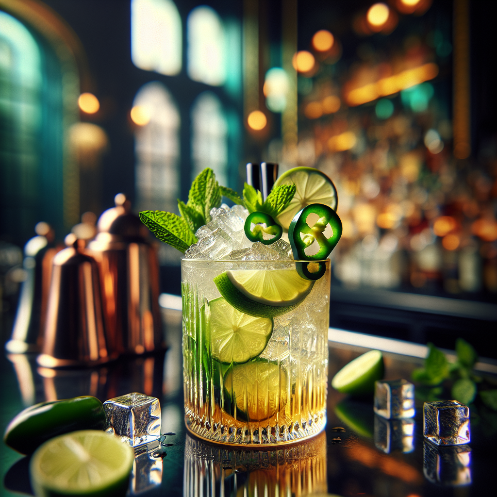 Tropical Tempest, Zesty lime, spicy ginger, and white rum cocktail