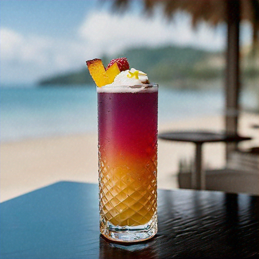 Tropical Twilight Fizz, Vibrant tropical cocktail with lychee, passion ...