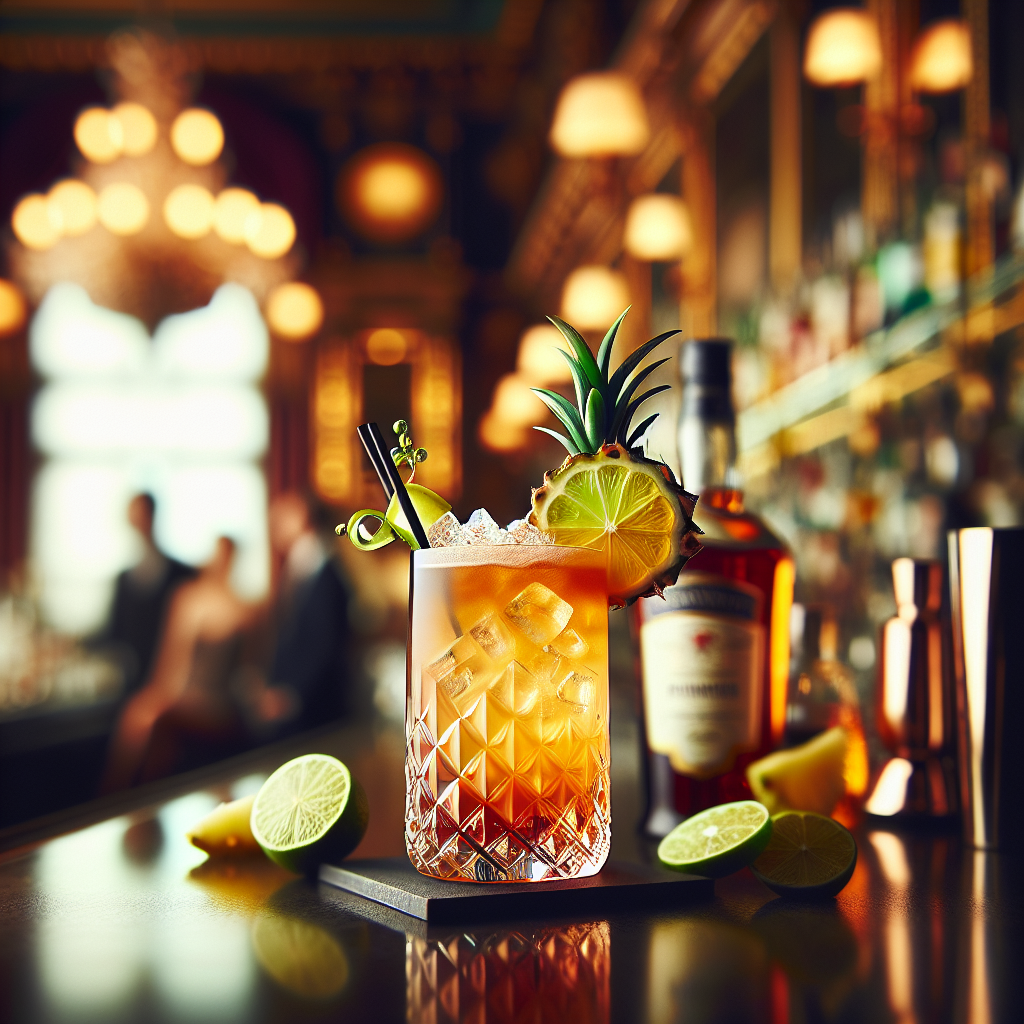 Tropical Twilight Spritz, Vibrant cocktail with dark rum, Aperol ...