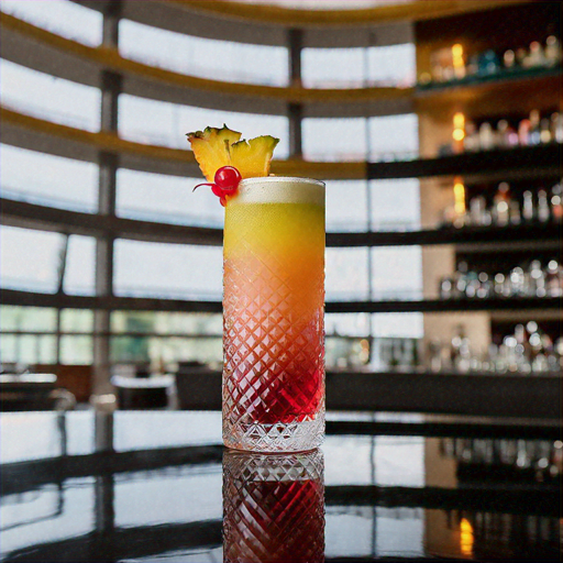 Tropical Twilight Tango, Exotic couple's cocktail with vibrant fruit ...