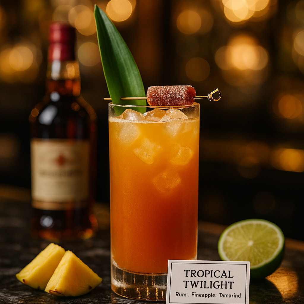 Tropical Twilight, Exotic pineapple and tamarind rum cocktail