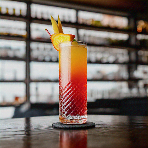 Tuscan Sunrise, Refreshing cocktail with Aperol, pineapple, ginger, and gin