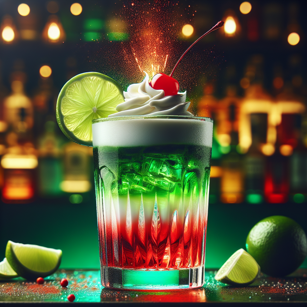 Viva la Bandera, Vibrant layered cocktail for Cinco de Mayo celebration