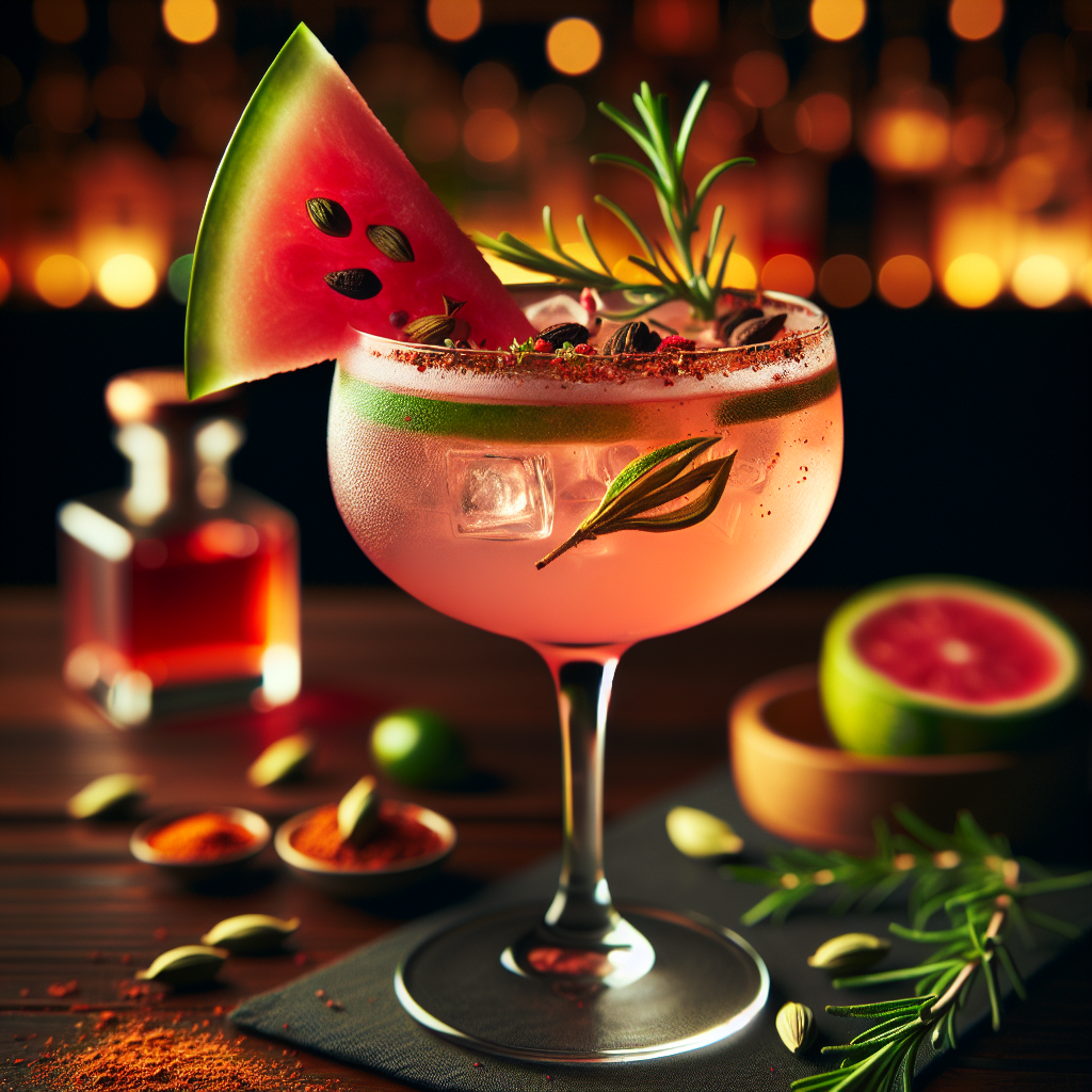 Watermelon Spice Oasis, Refreshing watermelon cocktail with botanical ...