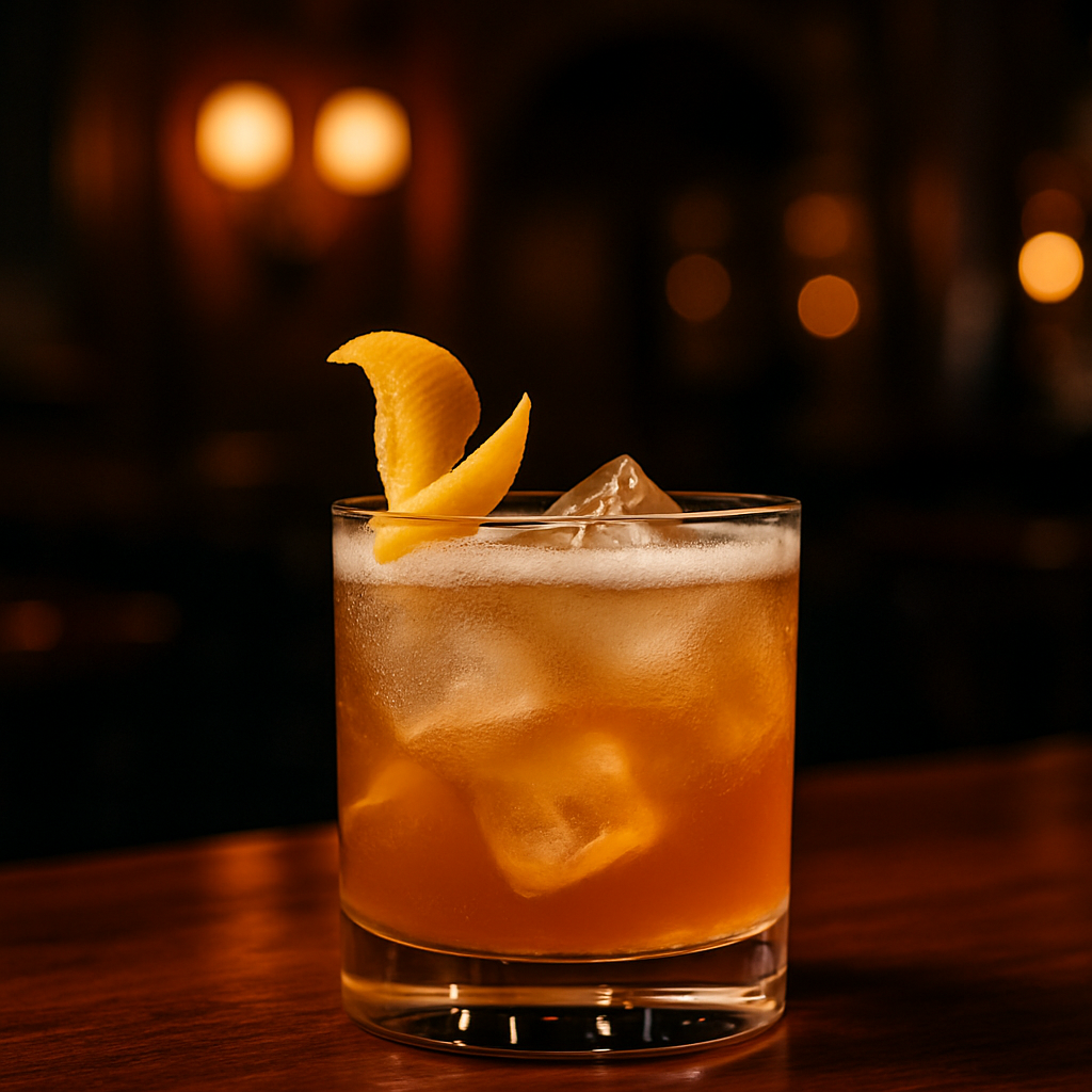 Whimsical Wit, Robust scotch, spiced ginger brandy, sweet cream soda blend