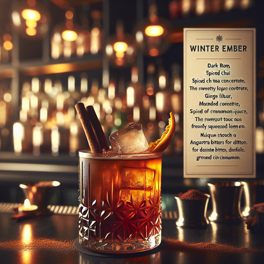 Winter Ember, Robust winter cocktail with rum and holiday flavors