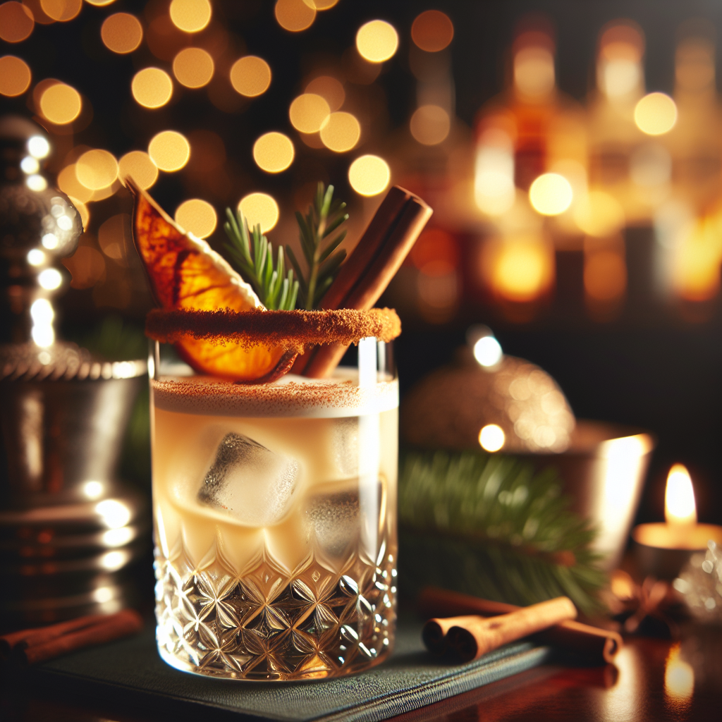 Winter Spice Nog, Festive Winter Spice Nog cocktail with spiced rum